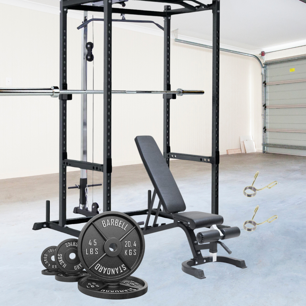 TRIAD Power Rack Home Gym - Pulley, Bench, & 300 Lb Package – 306 ...